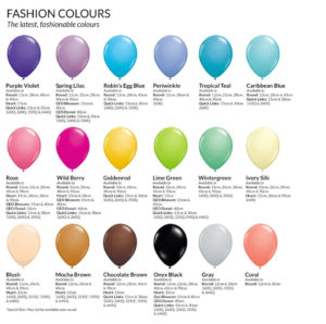 Qualatex Balloons Colour Chart | Soda Pop Balloons | Geelong, VIC